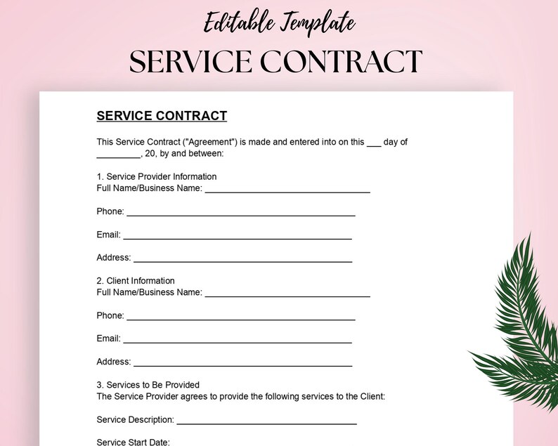 Service Contract Template | Professional Services Agreement | Editable ...