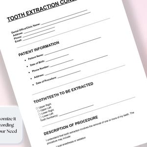 Tooth Extraction Consent Form DOC PDF | Dental Surgery Authorization ...