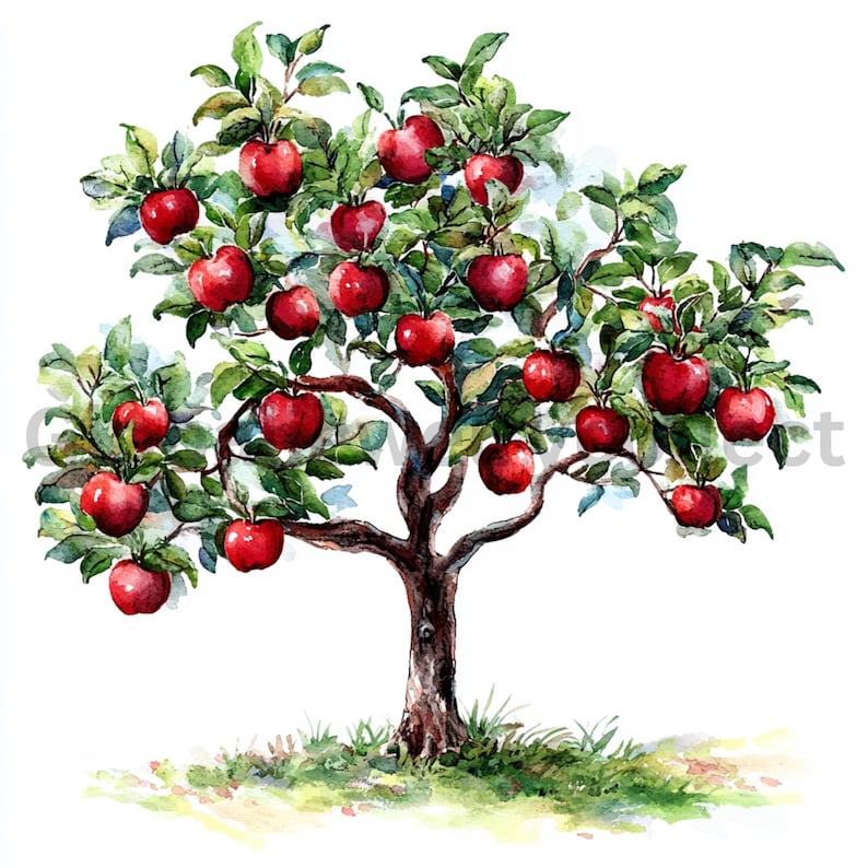 Apple Tree Clipart, Appletree Clipart, Apple, Printable Watercolor ...