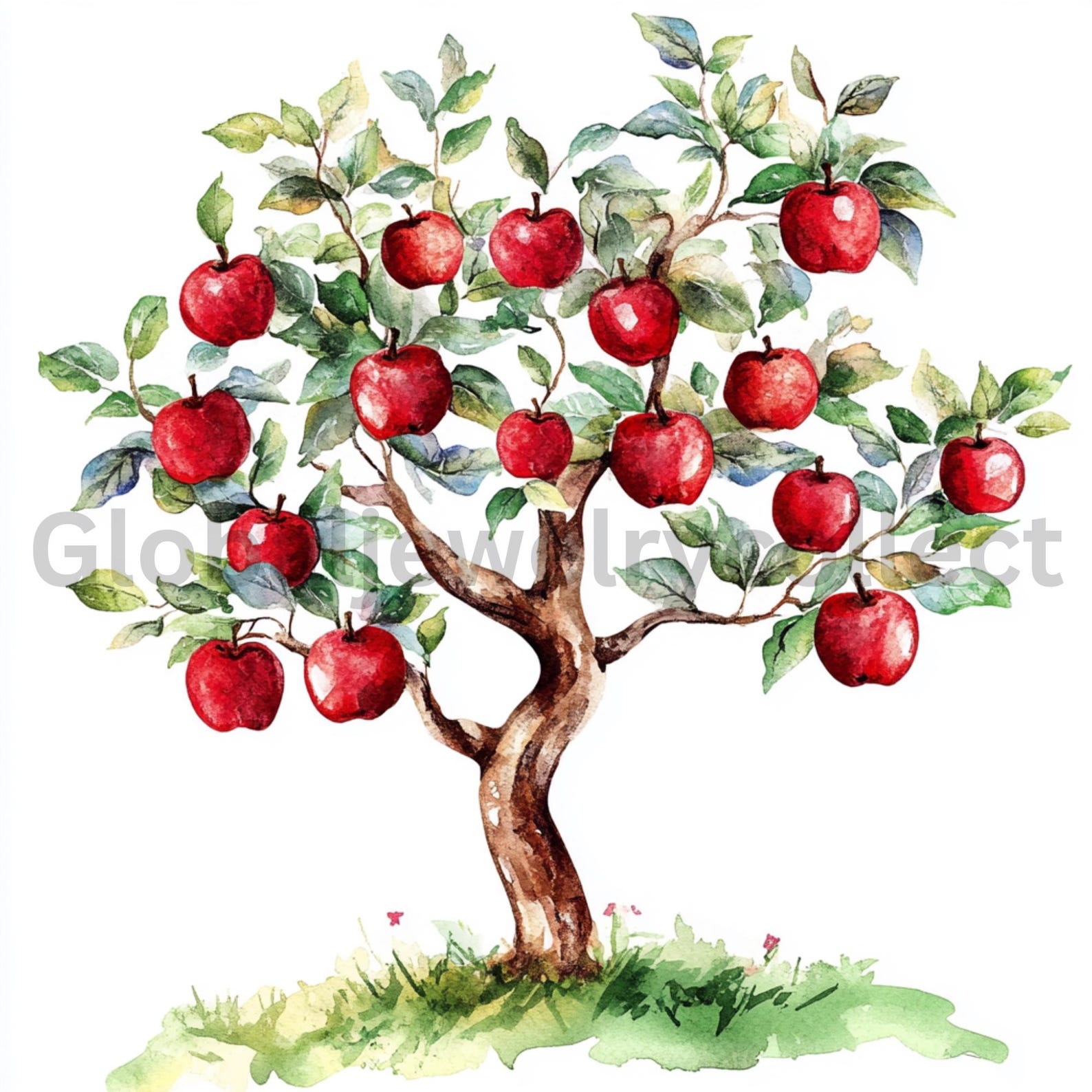Apple Tree Clipart, Appletree Clipart, Apple, Printable Watercolor ...