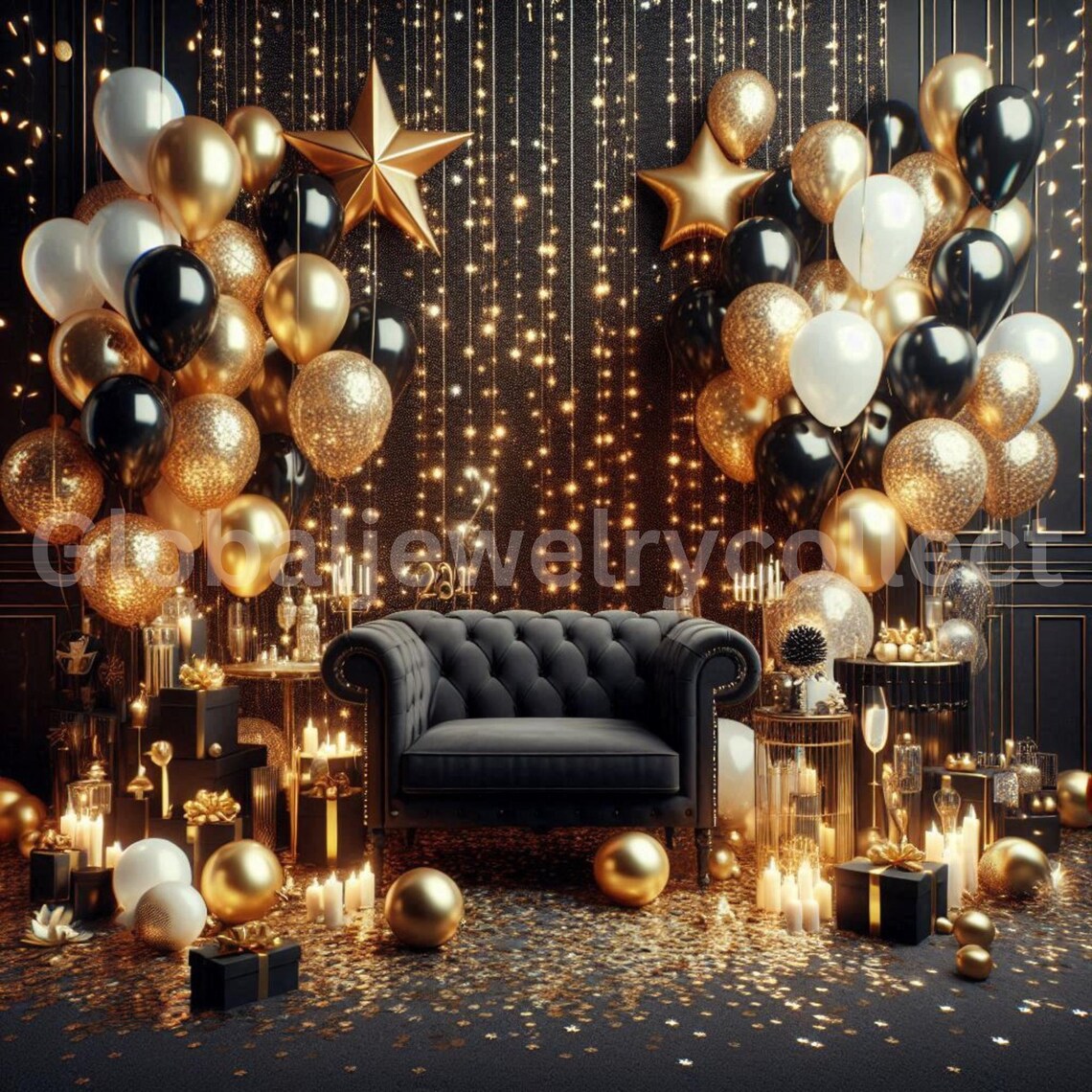 New Years Backdrop Party Photograph Backdrop | 7 Jpg Digital Backdrops ...