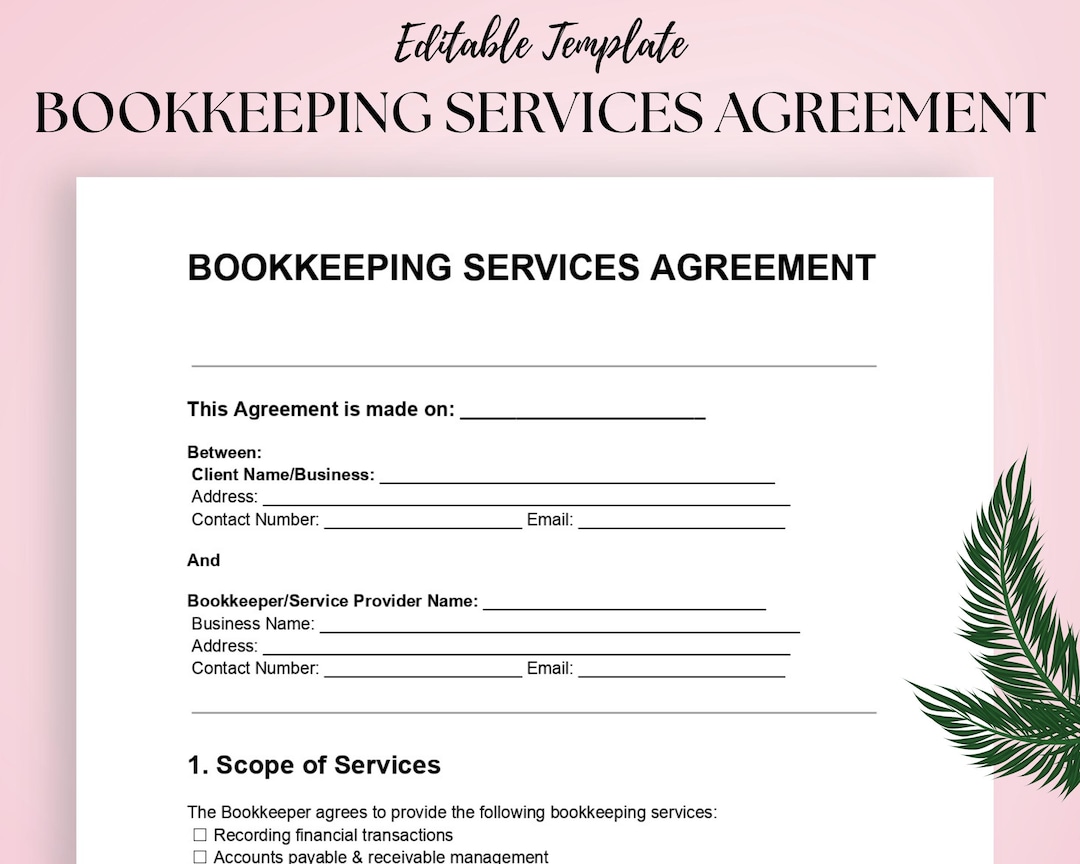 Bookkeeping Services Agreement Template: Editable Contract (DOC & PDF ...