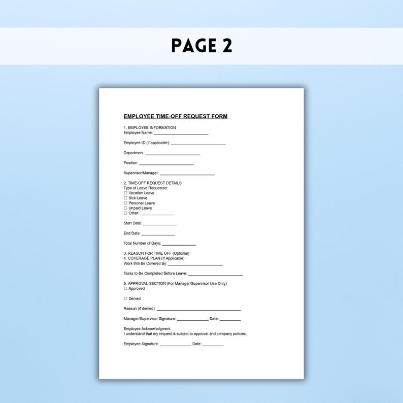 Employee Time-off Request Form Template | Leave Application & Approval ...