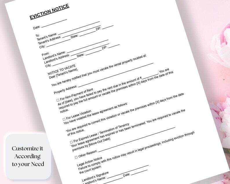 Editable Eviction Notice Template: Landlord Lease Termination Form (PDF, Word, Google Docs) - Etsy