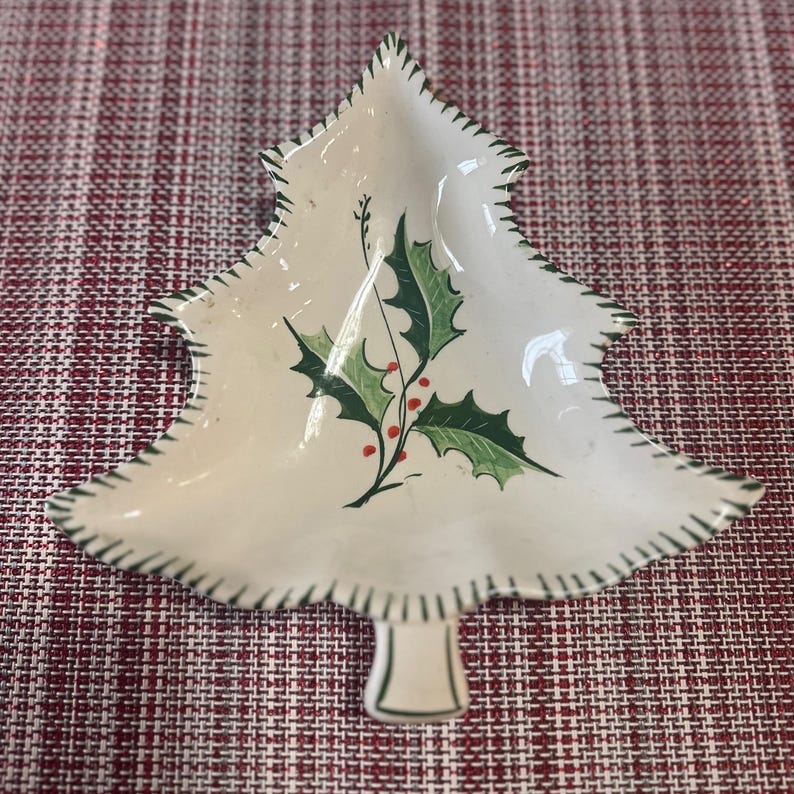 Vintage Christmas Ashtray, Candy Dish, Christmas Tree, Holly Leaf - Etsy