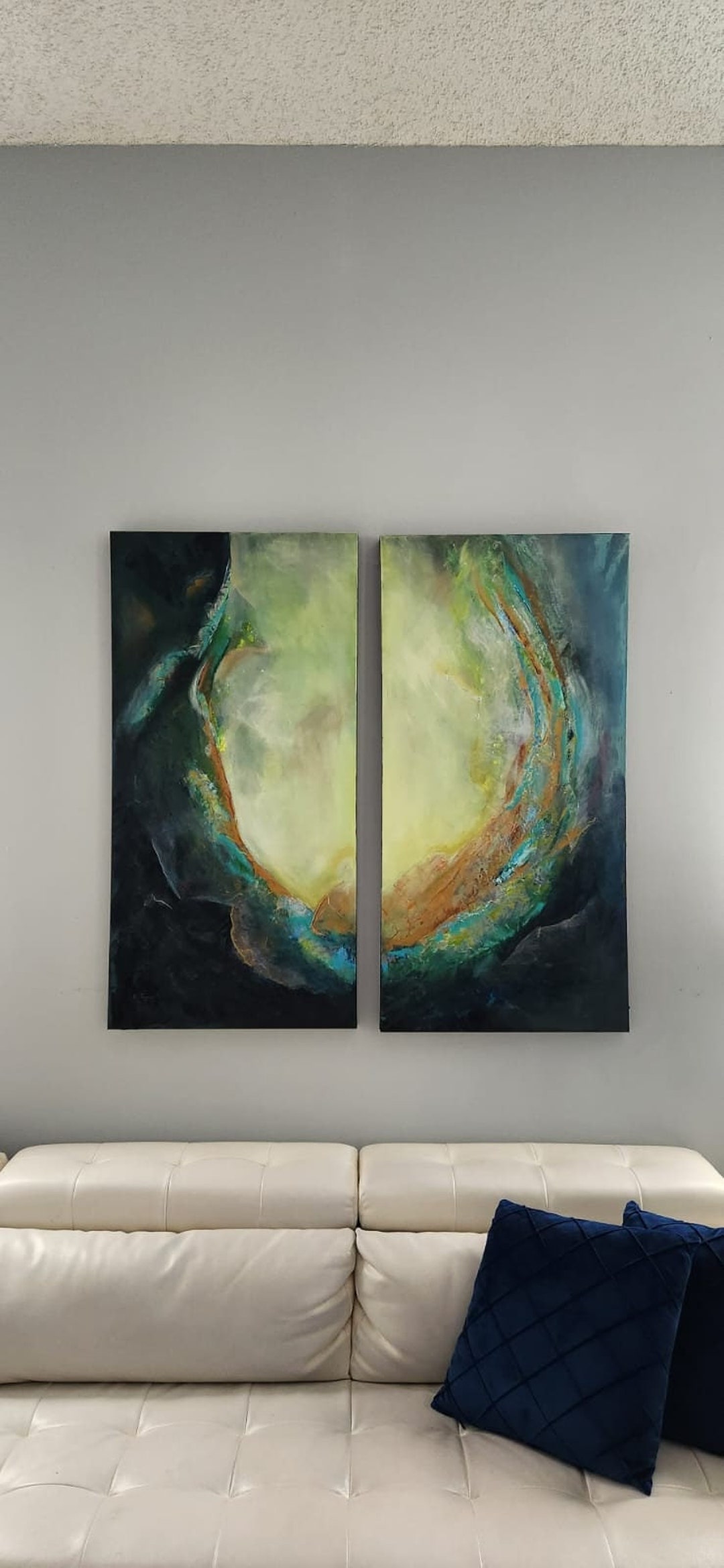 Abstract Acrylic Diptych Painting on Canvas, Original Colorful Painting ...