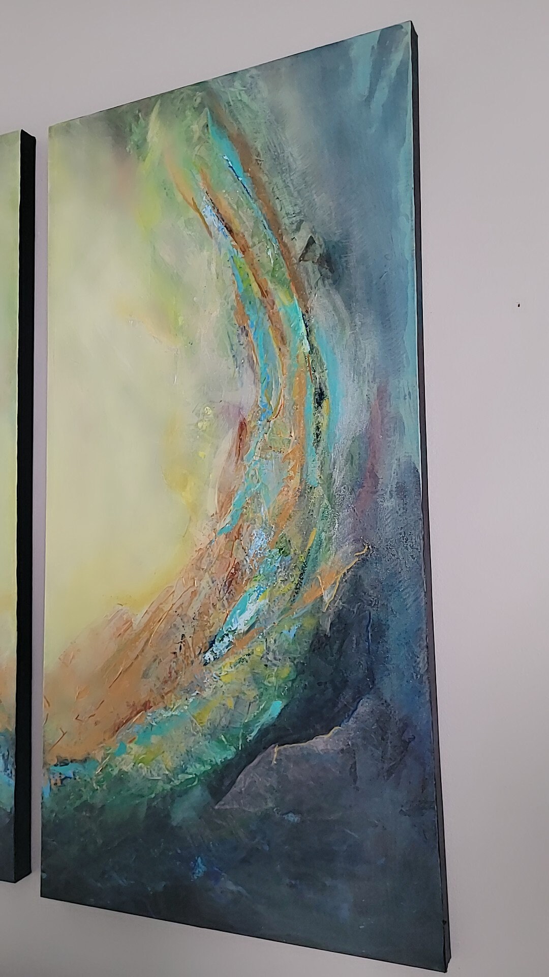 Abstract Acrylic Diptych Painting on Canvas: Colorful Modern Wall Art ...