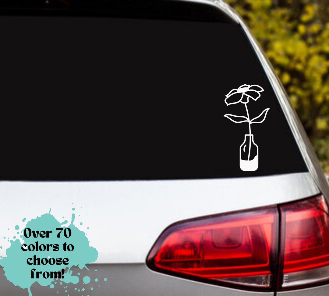Flower in Vase Decal, Flower, Car Decal, Vinyl Decal, Laptop ...