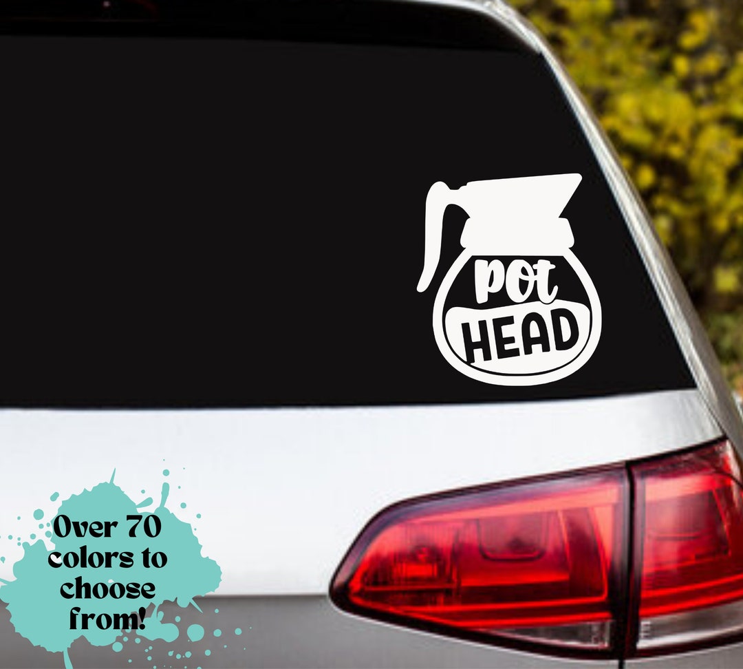 Pot Head Car Decal, Coffee, Car Decal, Vinyl Decal, Laptop, Hydroflask ...