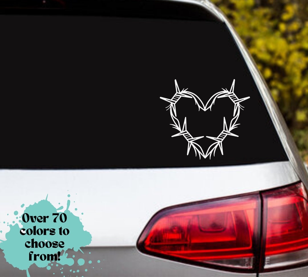 Barbed Wire Heart Decal, Car Decal, Vinyl Decal, Laptop, Hydroflask ...