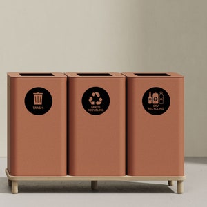 Trash & Recycle Decal Set, Trash Can Labels, Business Signage, Kitchen ...