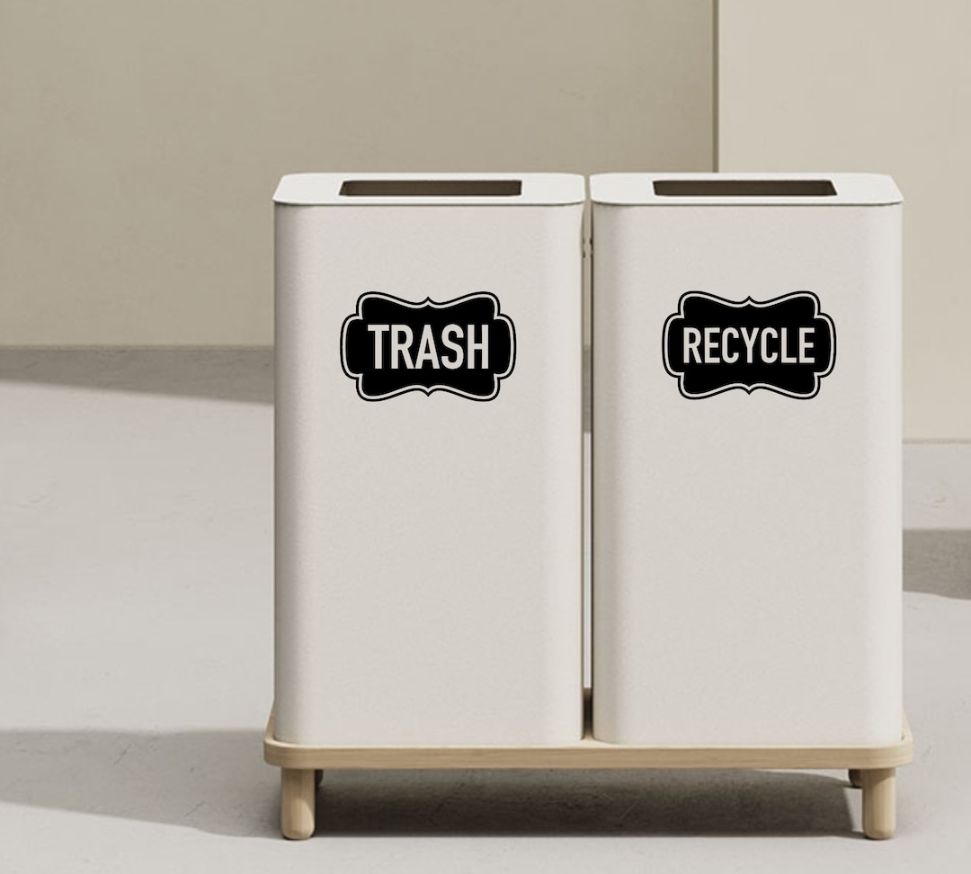 Trash and Recycle Decal, Recycle Decal, Trash Decal, Trash Can Decals ...