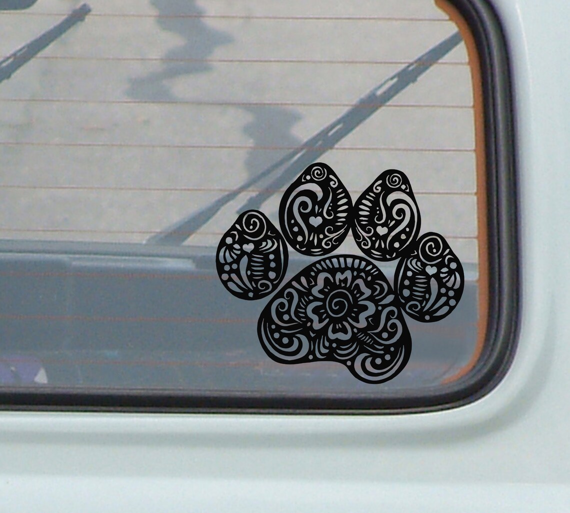 Floral Paw Decal Dog Decal Cat Decal Paw Car Decal Vinyl - Etsy