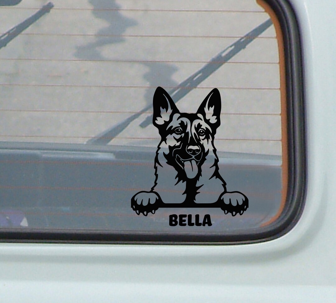 German Shepard Custom Name Dog Decal, Car Decal, Dog Face, Dogs, Vinyl ...
