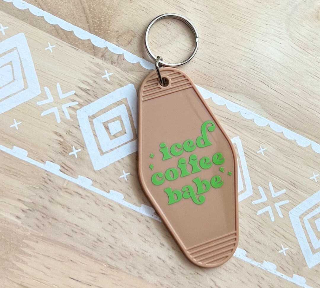 Iced Coffee Babe Vintage Motel Keychain, Retro Keychains, Motel Key ...