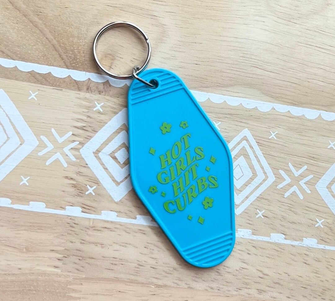 Hot Girls Hit Curbs Vintage Motel Keychain, Retro Keychains, Motel Key ...