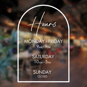 Personalized Business Hours Vinyl Decal: Custom Storefront Window ...