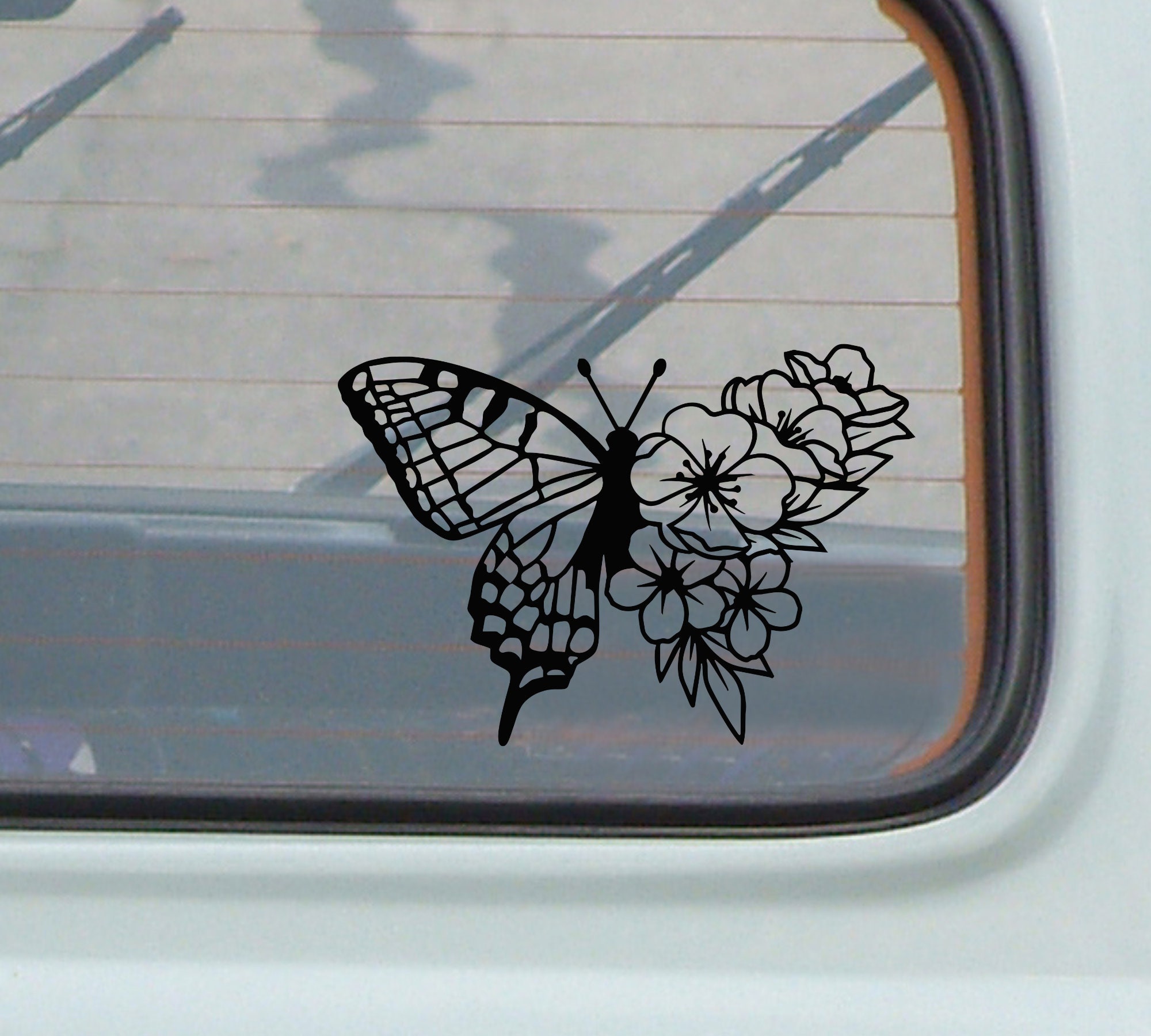 Flower Butterfly Decal Car Decal Vinyl Decal Laptop - Etsy