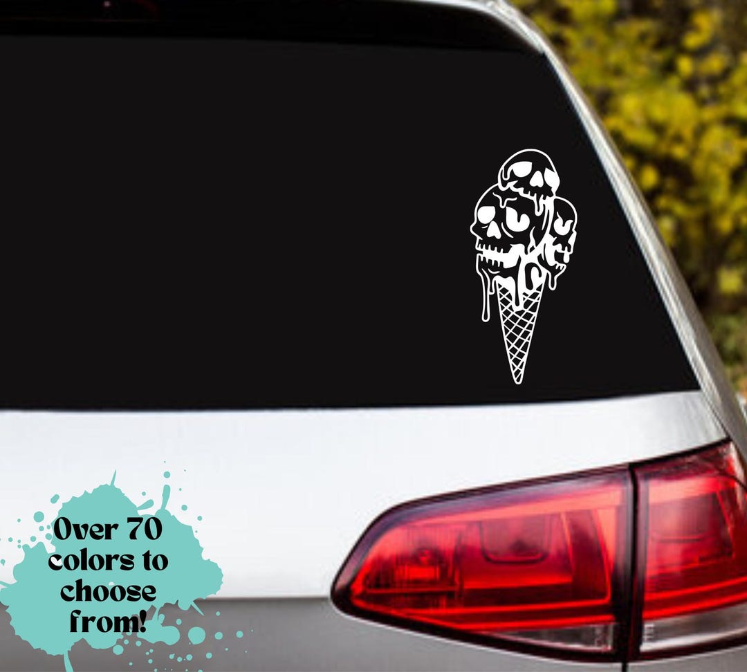 Skull Ice Cream Cone Car Decal, Vinyl Decal, Laptop, Water Bottle ...