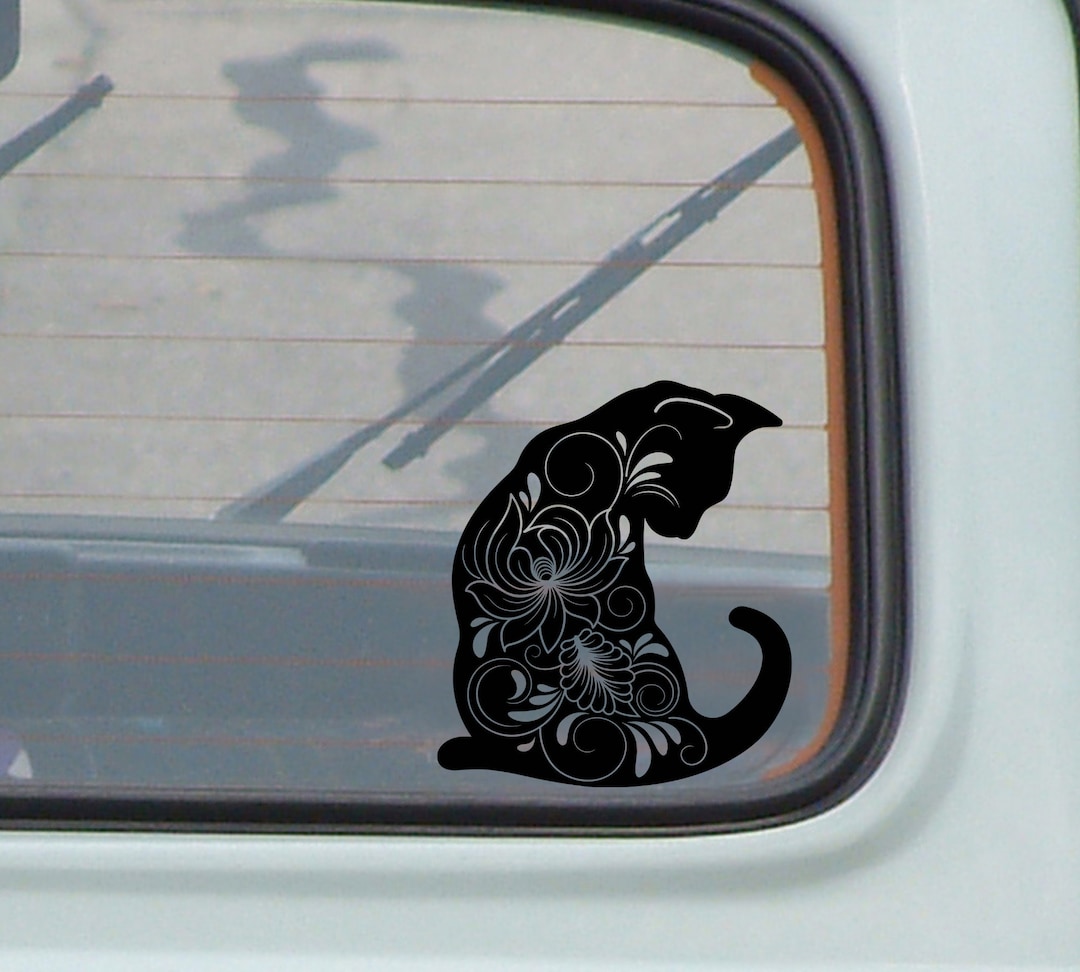 Cat Silhouette Car Decal, Cat Decal, Car Decal, Vinyl Decal, Car ...