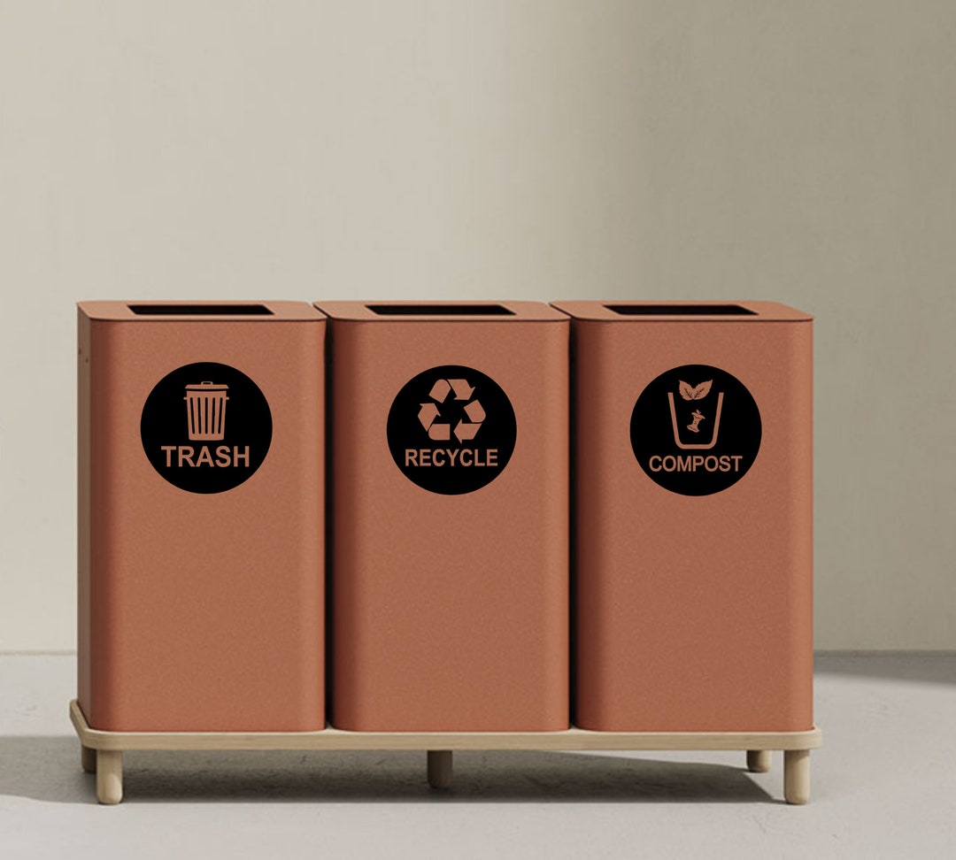 Trash, Recycle, Compost Decal Set, Trash Can Labels, Business Signage ...