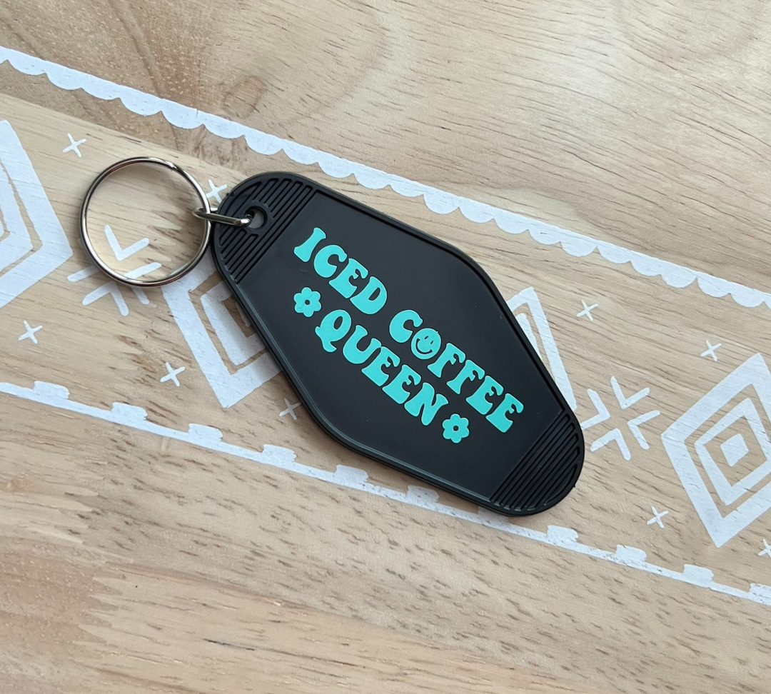 Iced Coffee Queen Vintage Motel Keychain, Retro Keychains, Motel Key ...