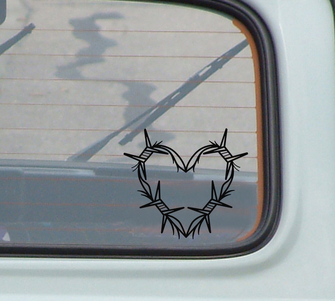 Barbed Wire Heart Decal Car Decal Vinyl Decal Laptop - Etsy