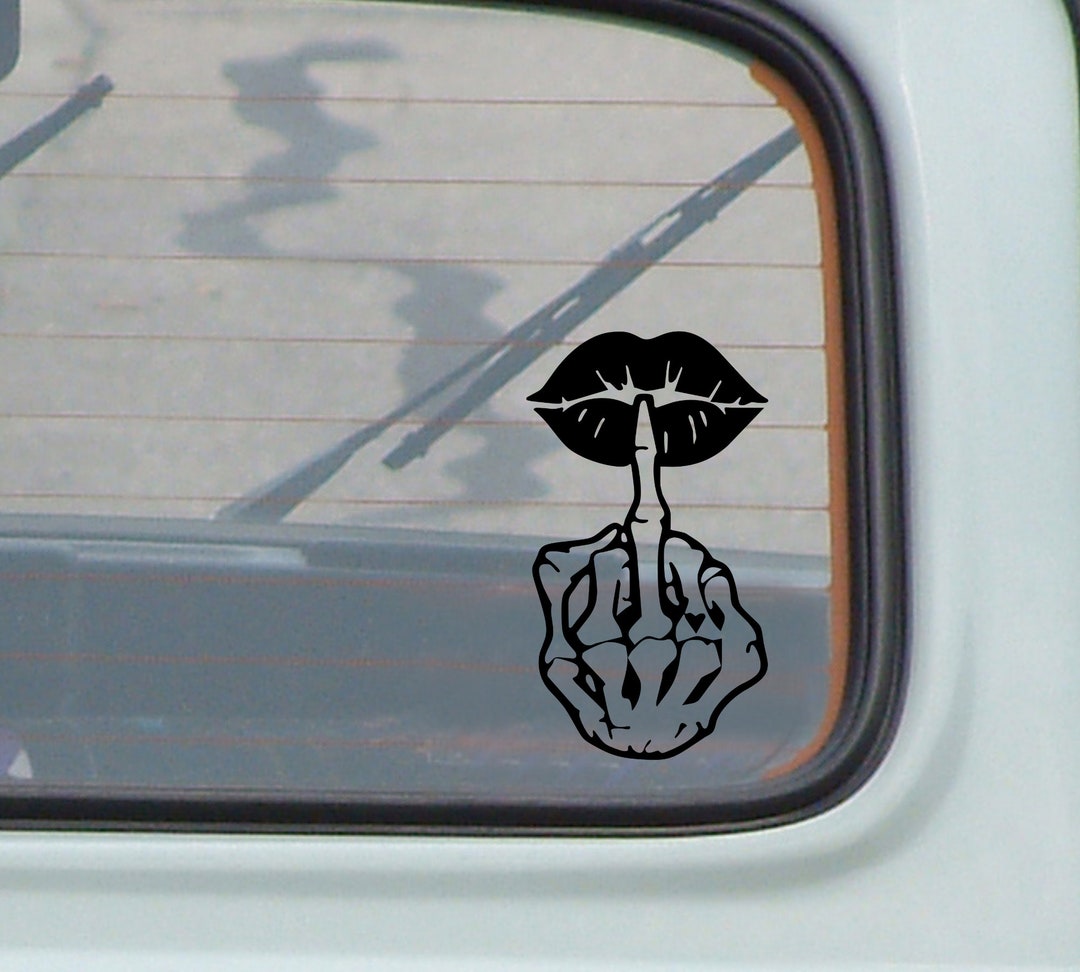 Middle Finger Kiss Car Decal, Skeleton, Kiss, Car Accessories, Trendy ...