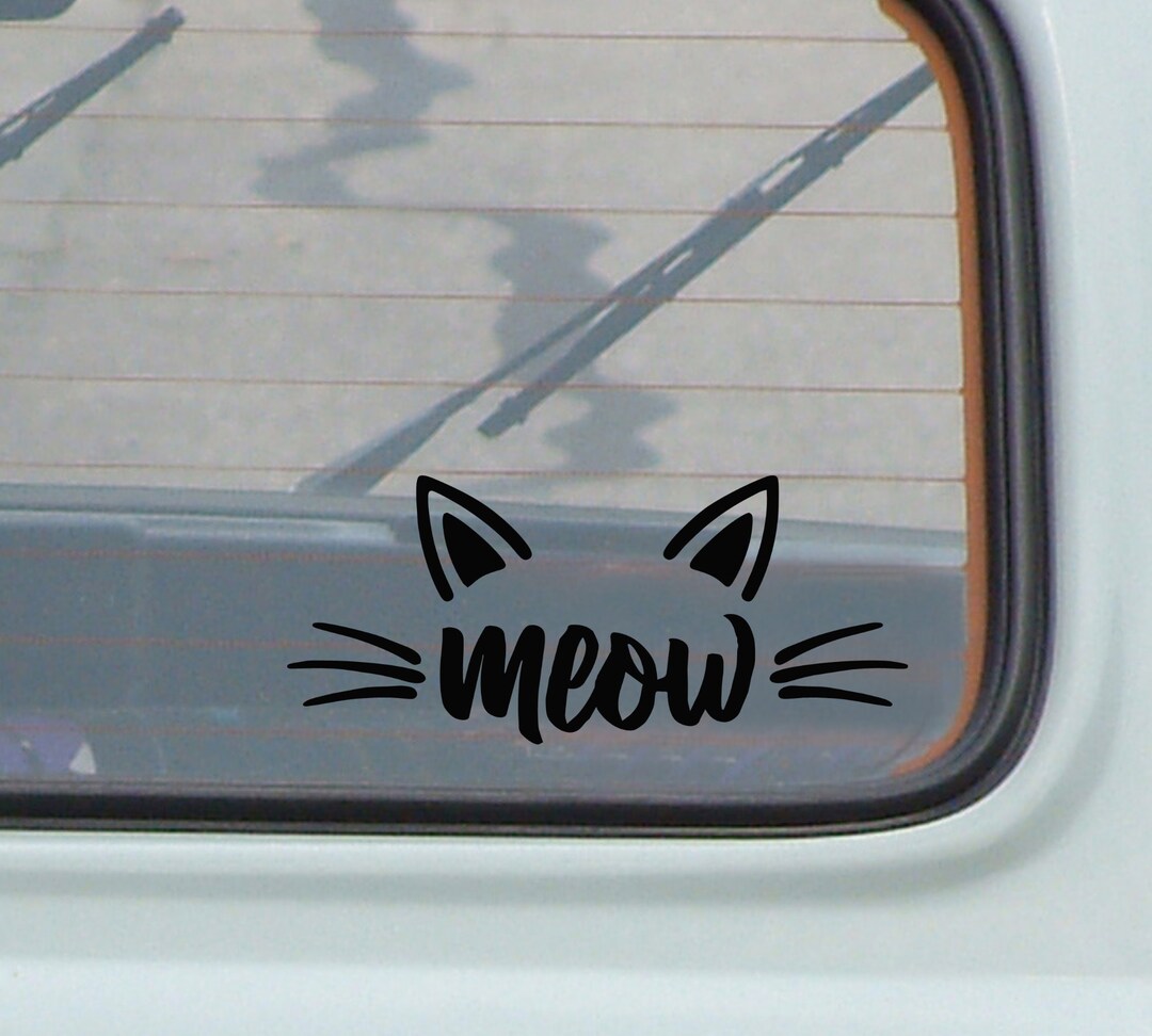 Cat Face Meow Decal, Cat Decal, Meow, Car Decal, Vinyl Decal, Laptop ...
