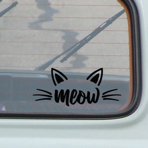 Cat Face Meow Decal, Cat Decal, Meow, Car Decal, Vinyl Decal, Laptop ...