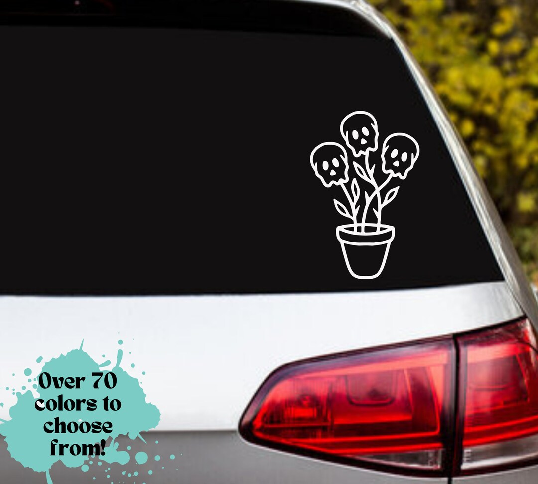 Skull Flowers Decal, Car Decal, Vinyl Decal, Laptop, Hydroflask, Phone ...