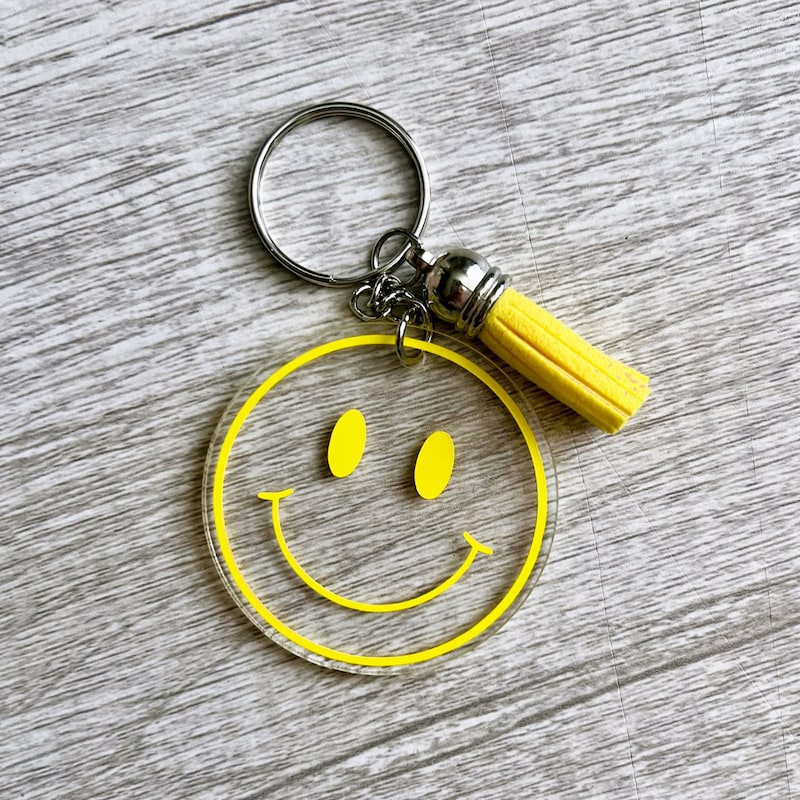 Smiley Face Key Ring - Etsy