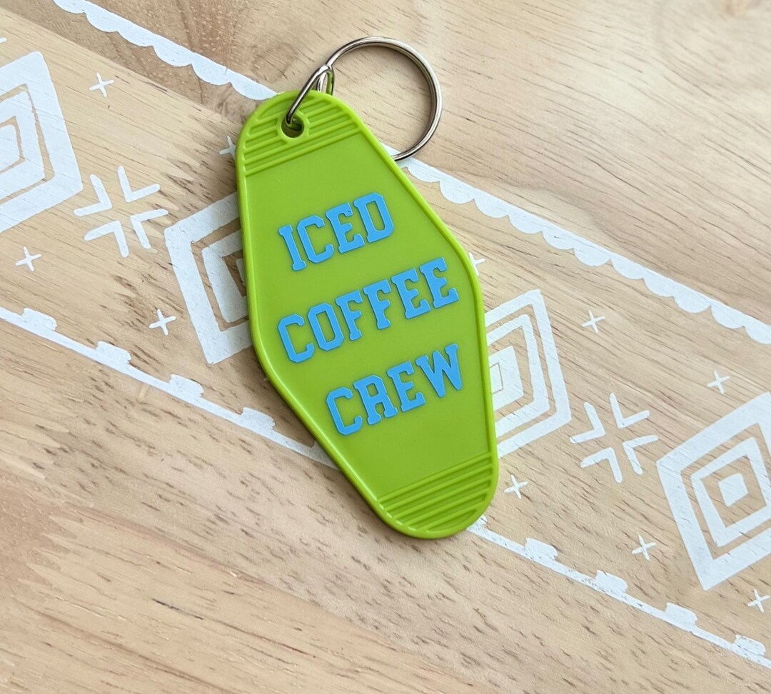 Iced Coffee Crew Vintage Motel Keychain, Retro Keychains, Motel Key ...