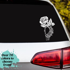 Skeleton Hand & Rose Car Decal, Skeleton, Rose, Car Accessories, Trendy ...