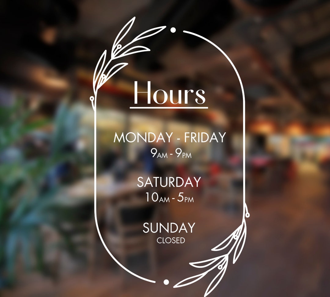Personalized Business Hours Decal, Custom Window Door Lettering ...