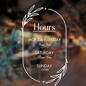 Personalized Business Hours Decal, Custom Window Door Lettering ...