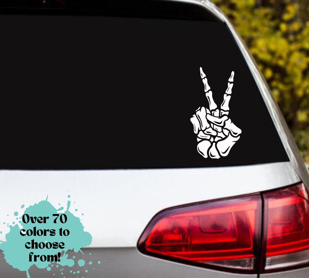 Skeleton Peace Sign Car Decal: Waterproof Vinyl Sticker - Etsy