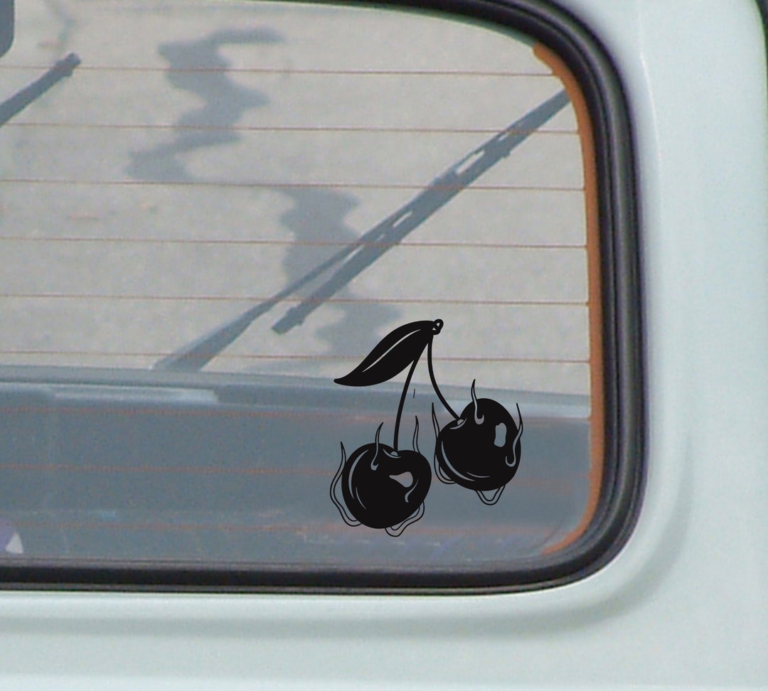 Flaming Cherries Decal, Car Decal, Vinyl Decal, Laptop, Hydroflask ...