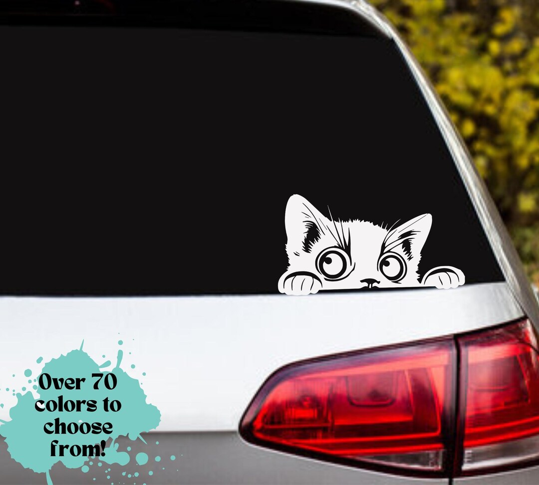 Peeking Cat Decal, Cat Decal, Cat, Car Decal, Vinyl Decal, Laptop ...