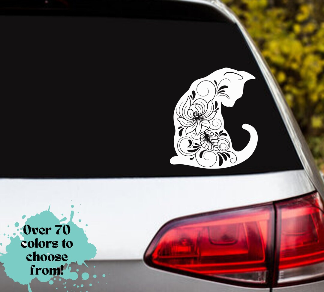 Cat Silhouette Car Decal, Cat Decal, Car Decal, Vinyl Decal, Car ...