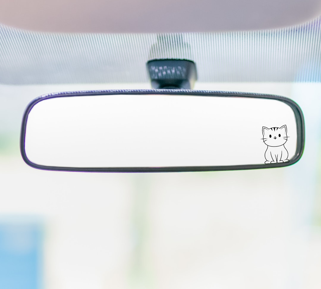 Cute Cat, Rear View Mirror, Car Decal, Vinyl Decal, Tiny, Small, Laptop ...