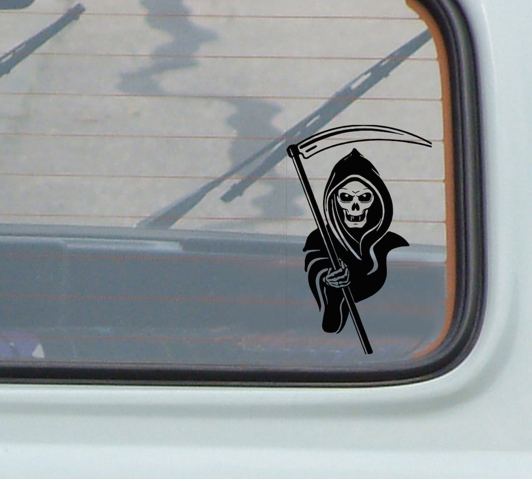 Grim Reaper Decal, Halloween, Car Decal, Vinyl Decal, Laptop ...