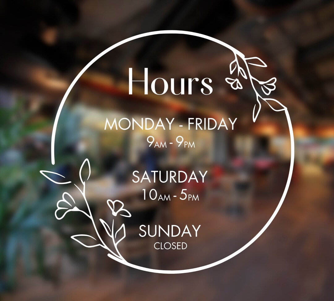Personalized Business Hours Decal, Custom Window Door Lettering ...