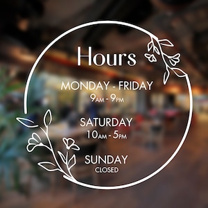 Personalized Business Hours Decal, Custom Window Door Lettering ...