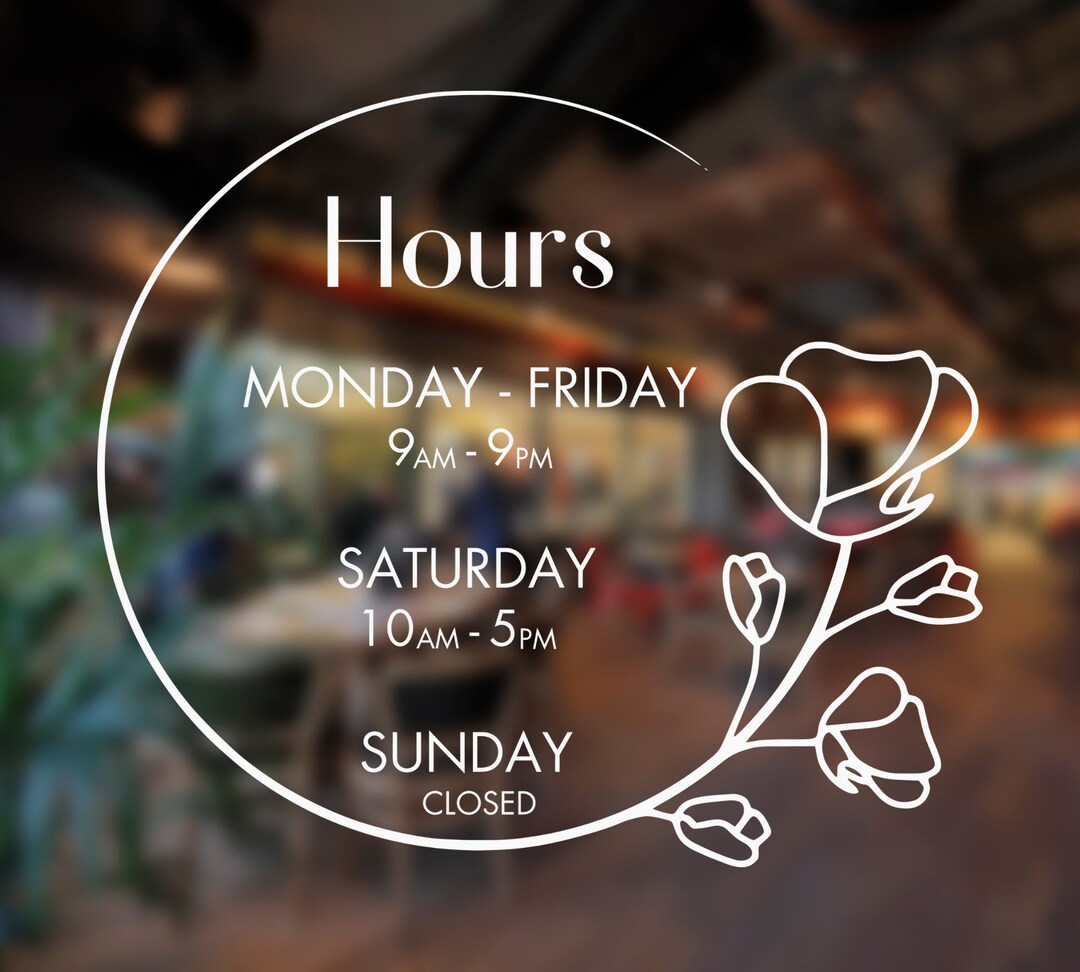 Personalized Business Hours Decal, Custom Window Door Lettering ...