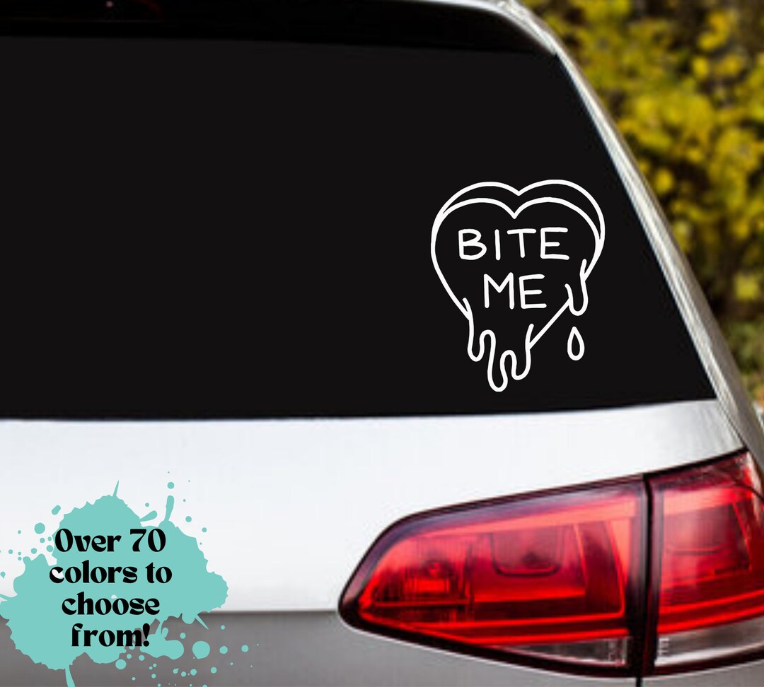 Bite Me Heart Candy Car Decal, Vinyl Decal, Cute Car Accessories, Rear ...