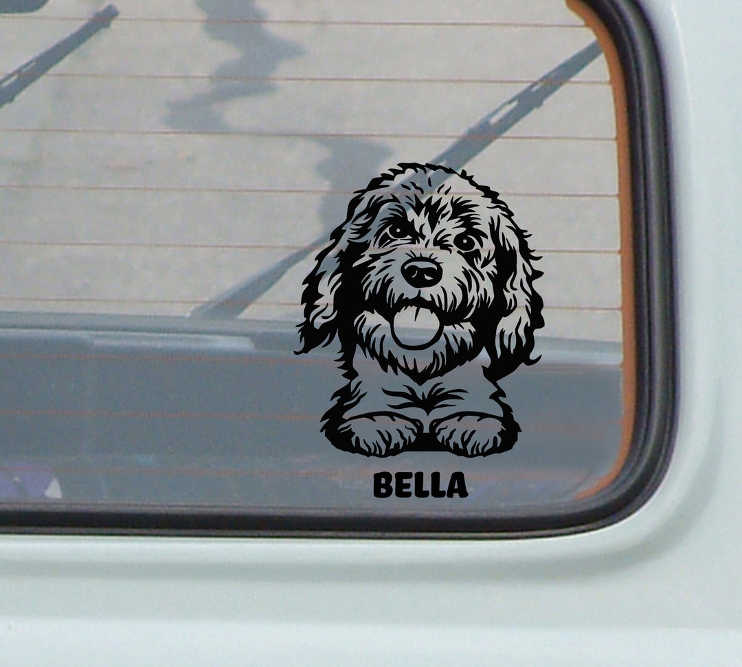 Golden Doodle Custom Name Dog Decal, Car Decal, Dog Face, Dogs, Vinyl ...