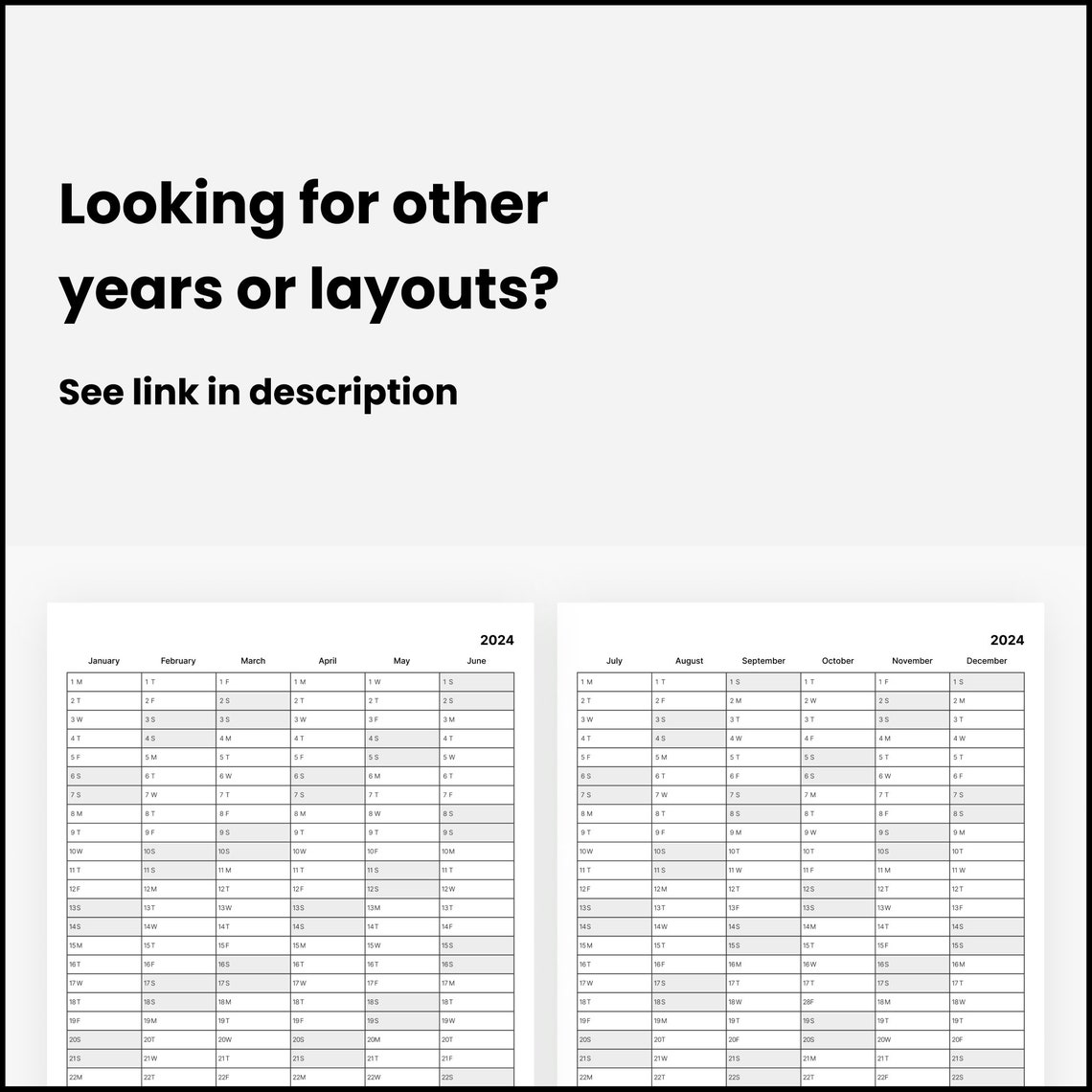 2024 Printable Wall Calendar 2 Page Yearly Tracker Wall Calendar 2024 ...