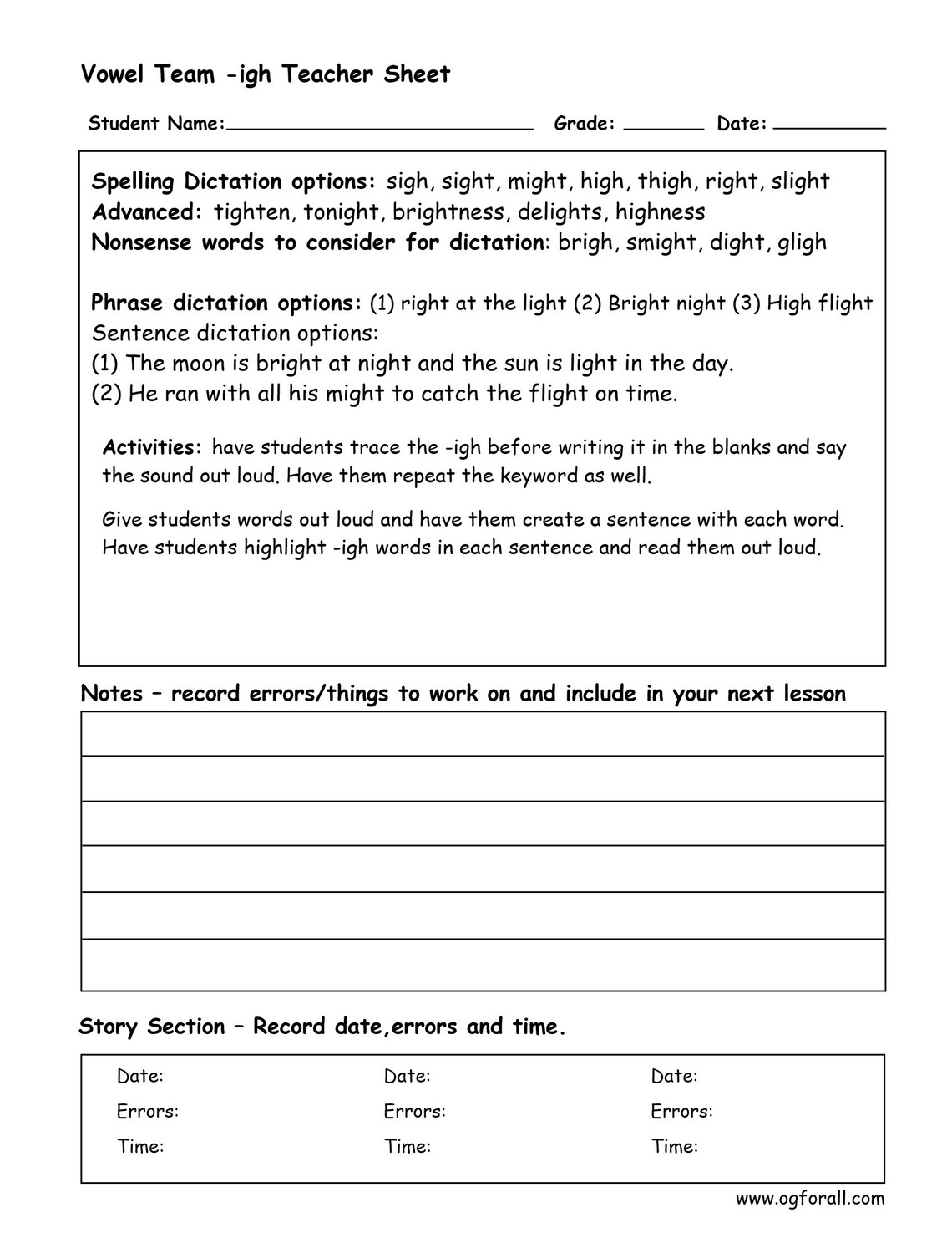 Show & Tell Read and Spell Sheets - Etsy
