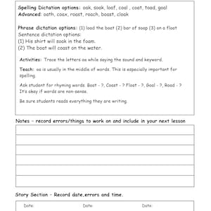 Show & Tell Read and Spell Sheets - Etsy